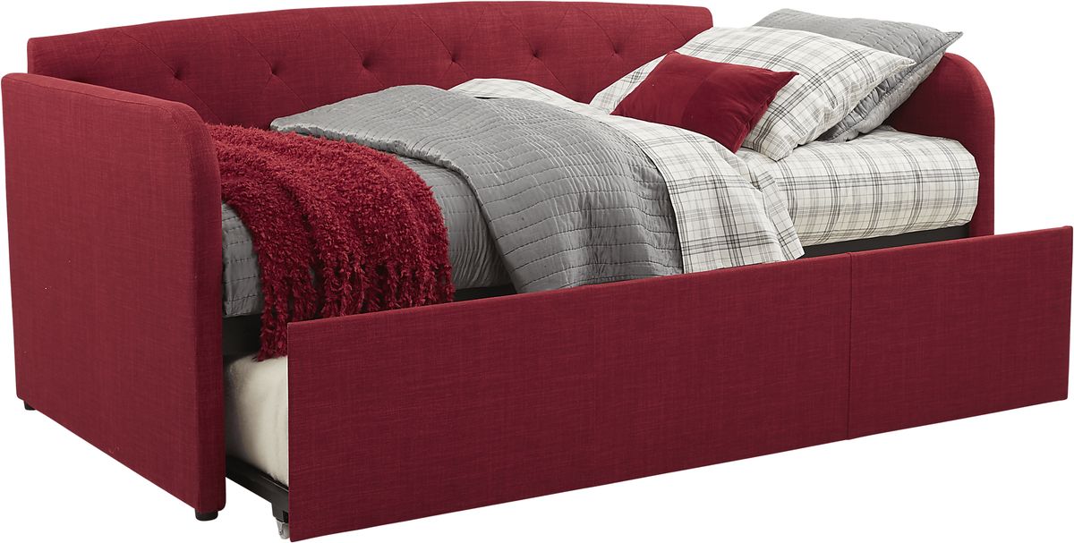 Lanie Red Colors Tufted Daybed With Trundle | Rooms to Go