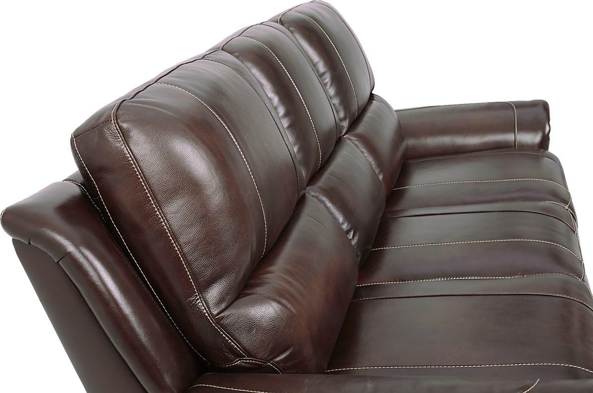 Lanzo Merlot Leather Dual Power Reclining Sofa | Rooms to Go