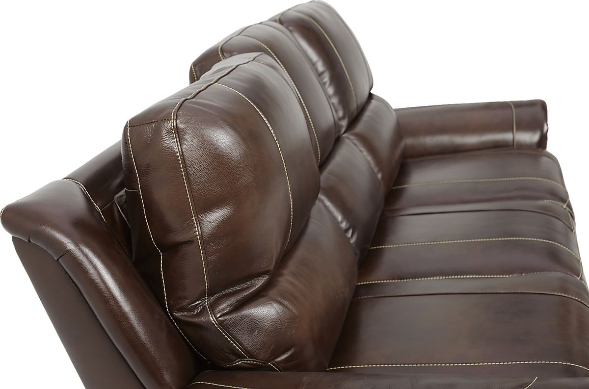 Lanzo Merlot Leather Dual Power Reclining Sofa | Rooms to Go