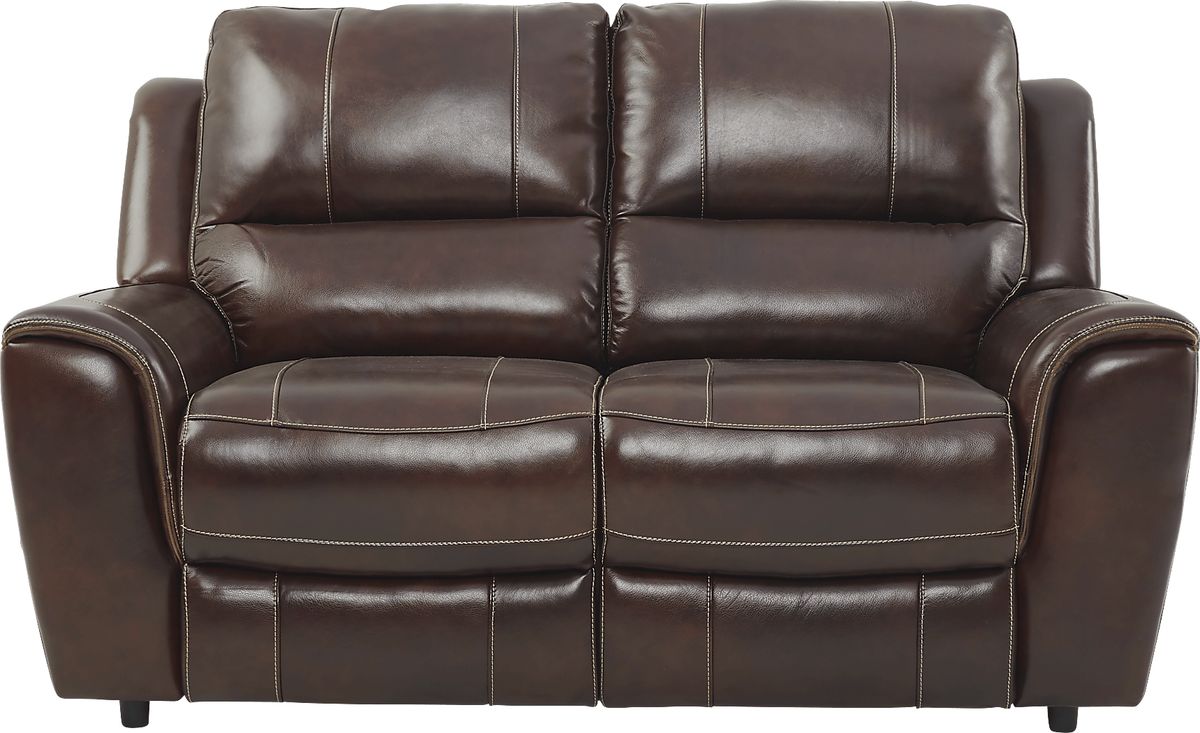 Lanzo Merlot Leather Stationary Loveseat | Rooms to Go