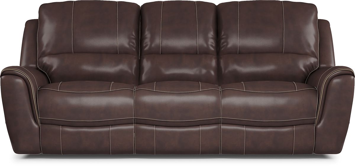 Lanzo Merlot Leather Non-Power Reclining Sofa | Rooms to Go