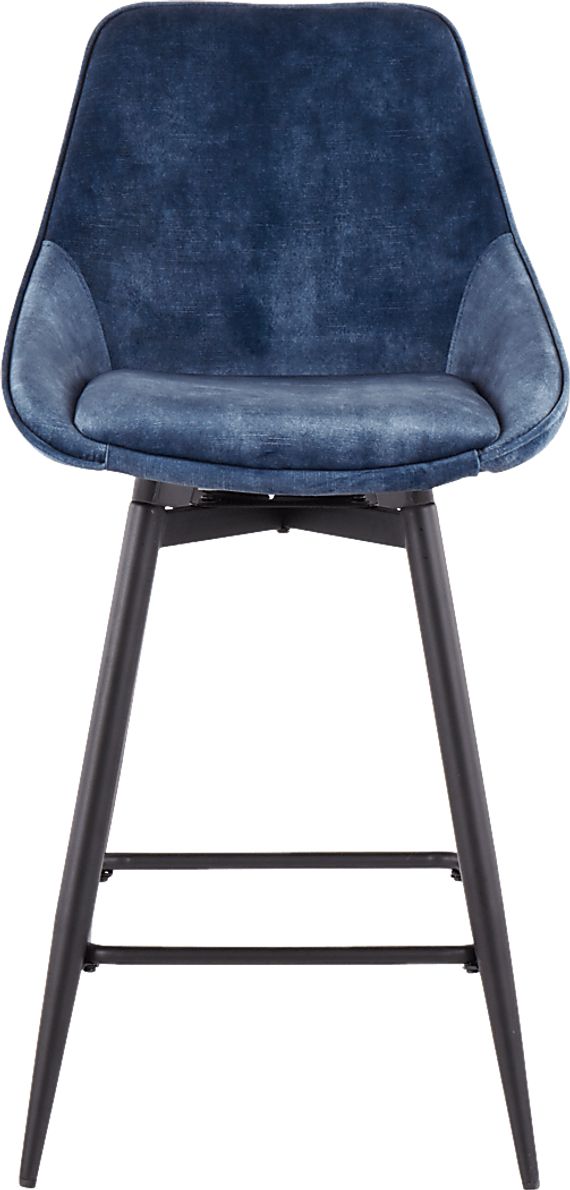 Laramore Blue Velvet Counter Height Stool, Set of 2 - Rooms To Go