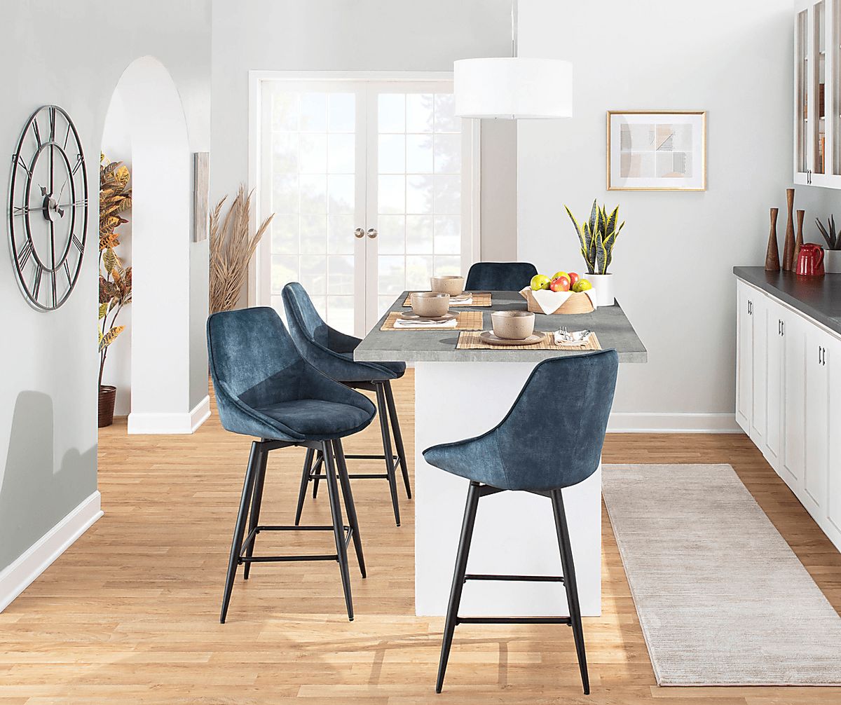 Laramore Black Black,Colors Blue Swivel Barstool | Rooms to Go