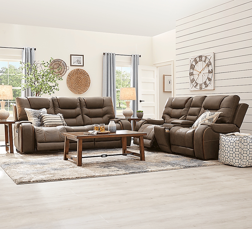 Laredo Springs 2 Pc Brown Microfiber Dual Power Reclining Living Room ...