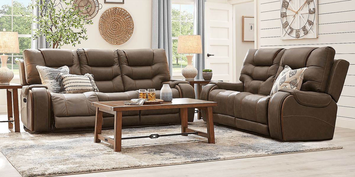 Laredo Springs 7 Pc Brown Polyester Fabric Non-Power Reclining Living ...