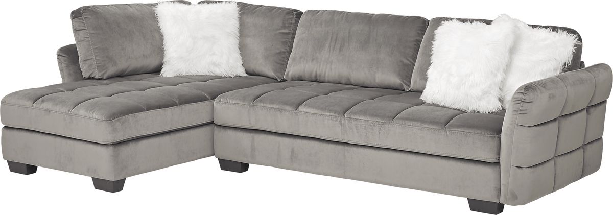 Largo Drive Gray Plush 2 Pc Sectional Living Room | Rooms to Go