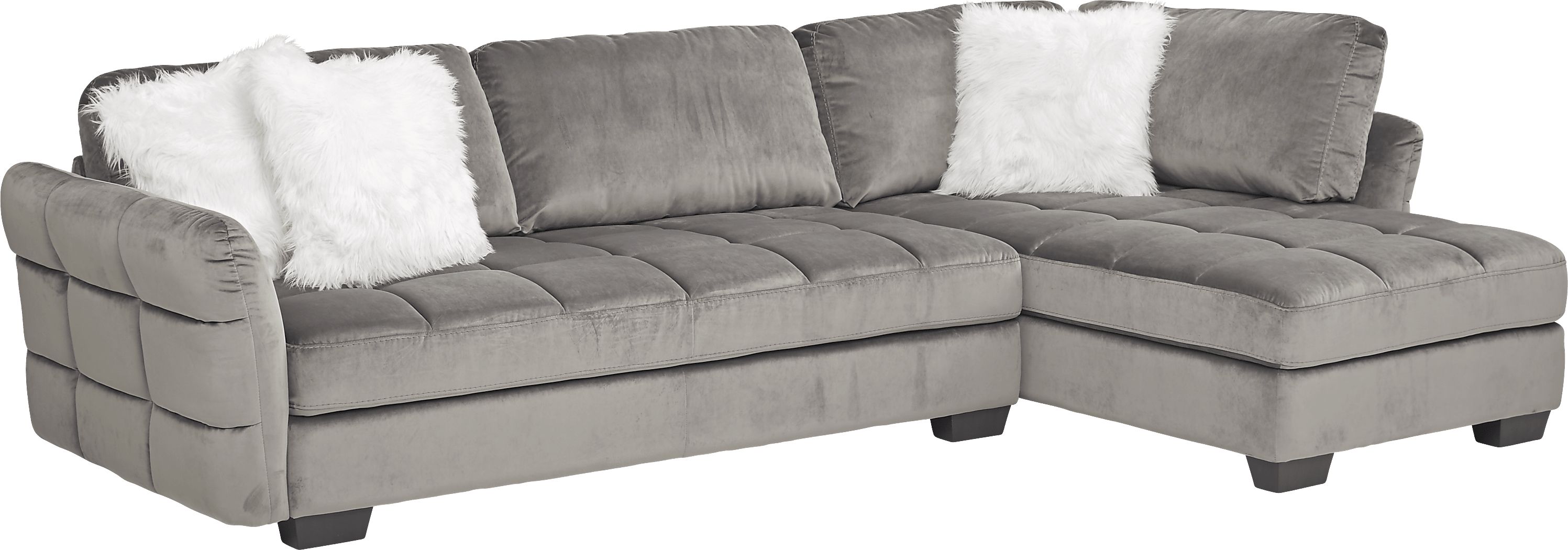Largo Drive 3 Pc Gray Plush Living Room Set With 2 Pc Sectional ...