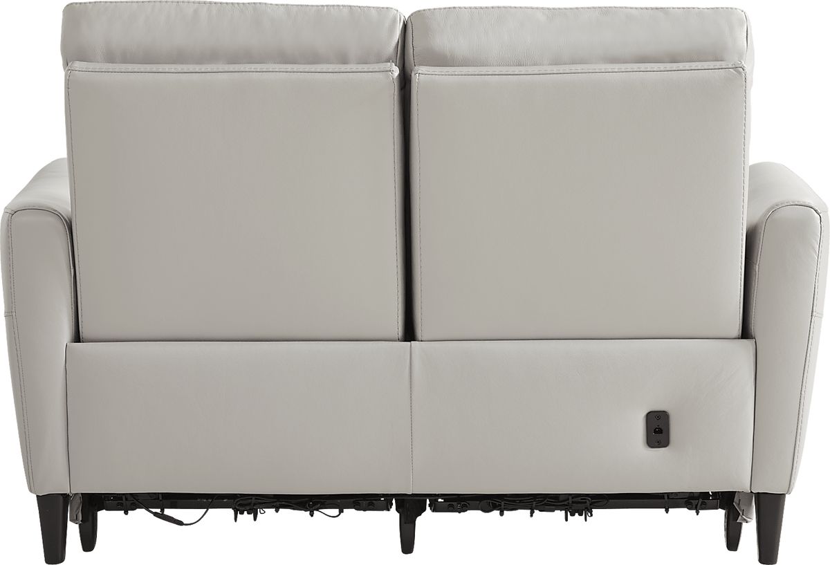 Larino Light Gray Leather Dual Power Reclining | Rooms to Go