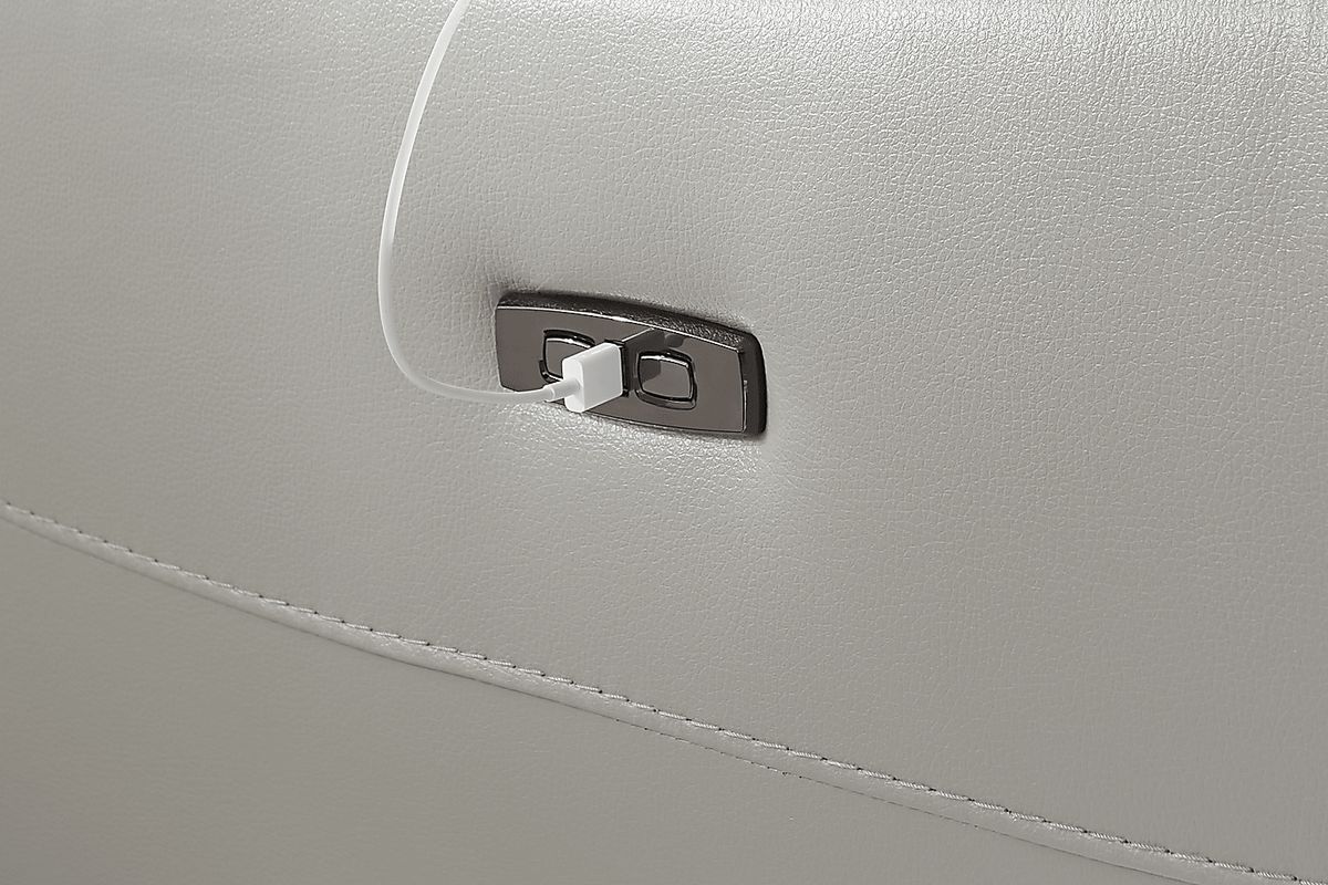 Larino 5 Pc Light Gray Leather Dual Power Reclining Living Room Set ...