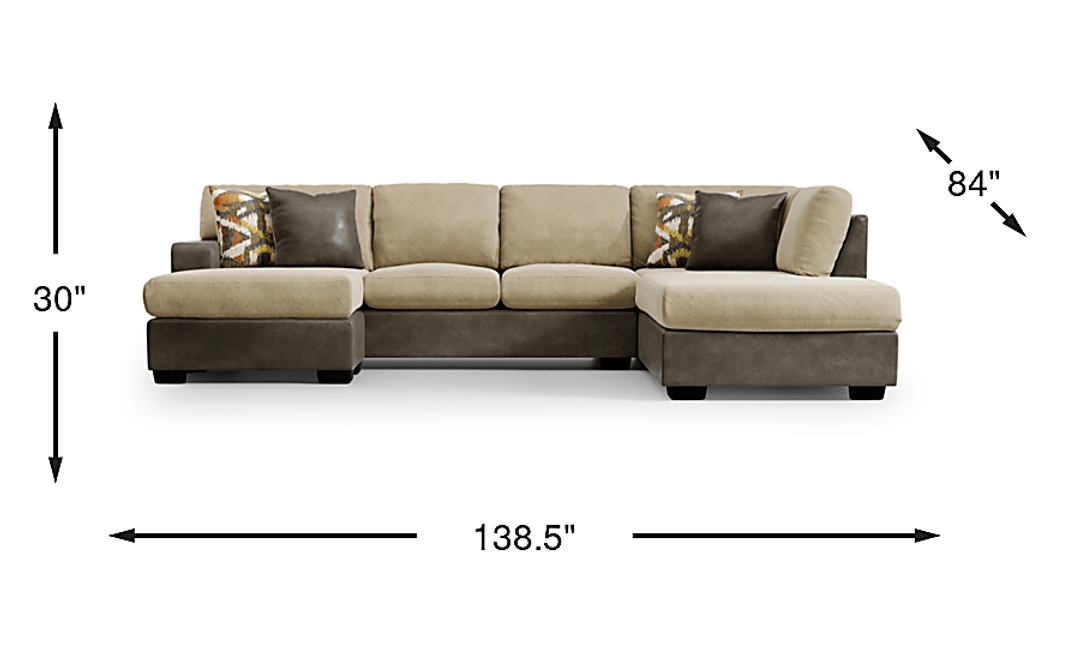 Larna Park 3 Pc Taupe Beige Polyester Fabric Living Room Set With 2 Pc ...