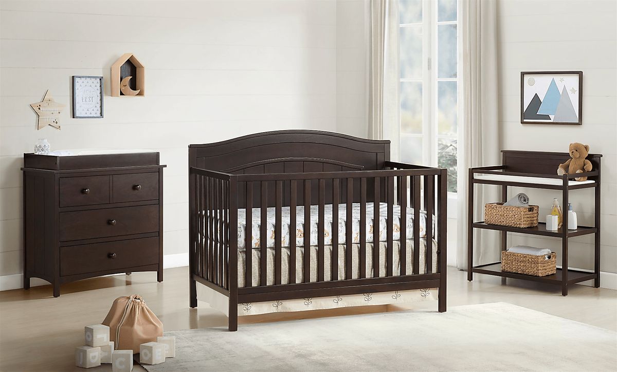 Larton Espresso Dark Wood Convertible Crib | Rooms to Go