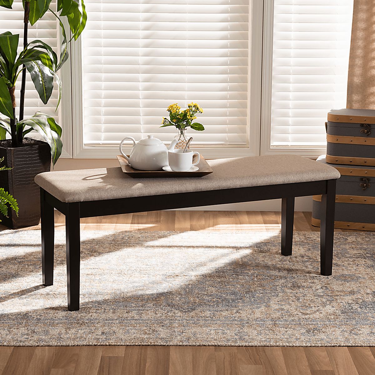 Lasic Brown Dark Wood Bench | Rooms to Go