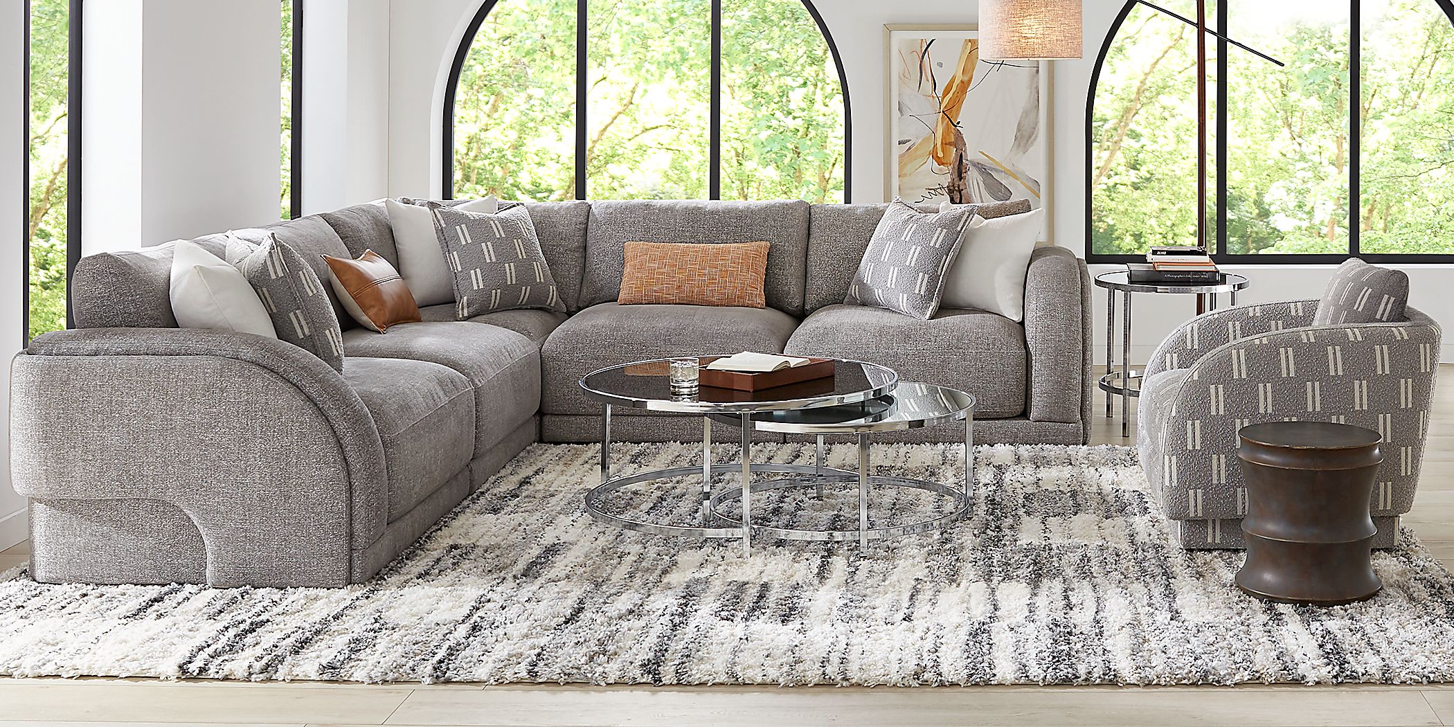 Latham Court Gray Woven 5 Pc Sectional | Rooms to Go