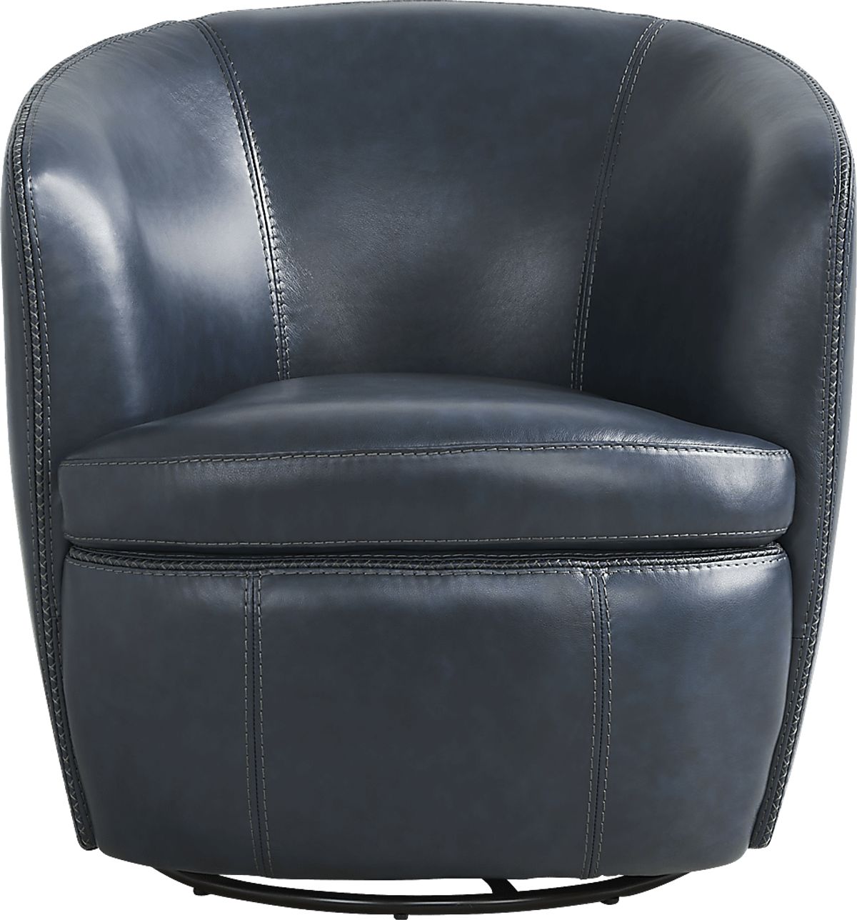 Laumont Navy Blue Leather Swivel Accent Chair | Rooms to Go