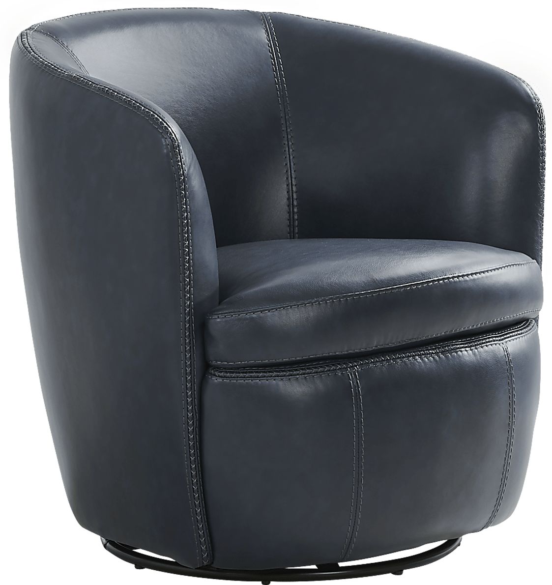 Laumont Navy Blue Leather Swivel Accent Chair - Rooms To Go