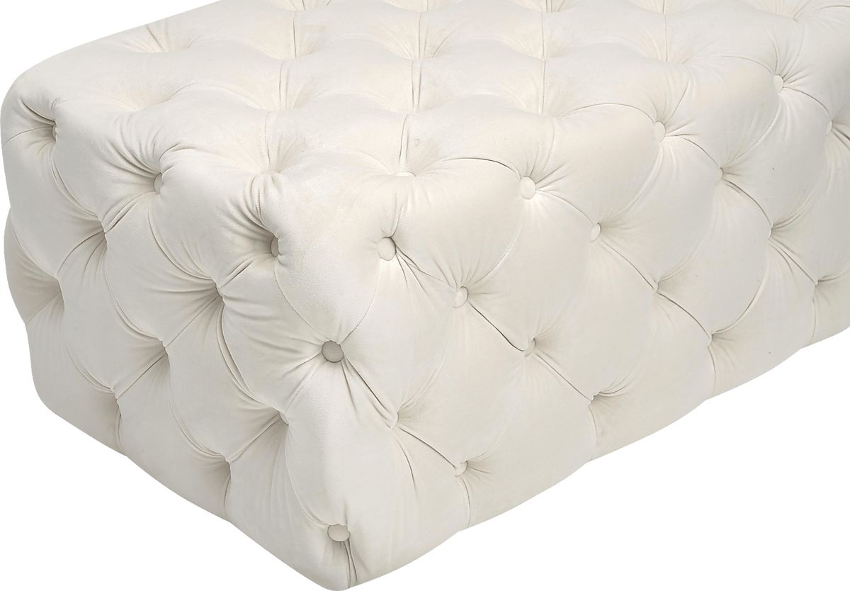 Layla Quinn Cream Beige Polyester Fabric Ottoman | Rooms to Go