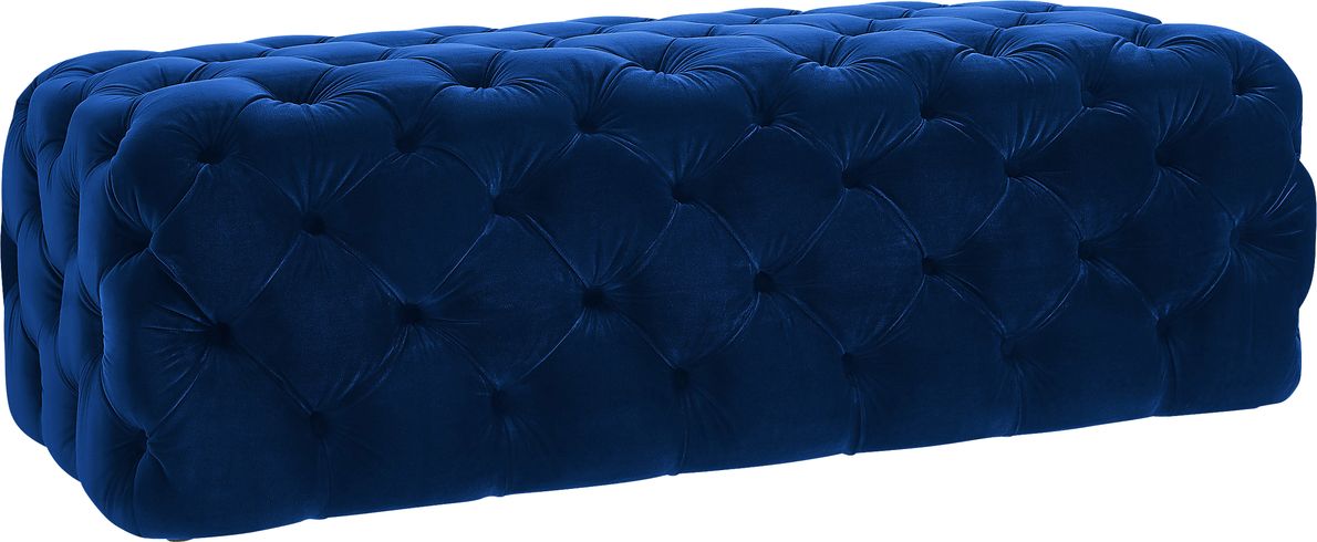 Layla Quinn Navy Blue Polyester Fabric Ottoman - Rooms To Go