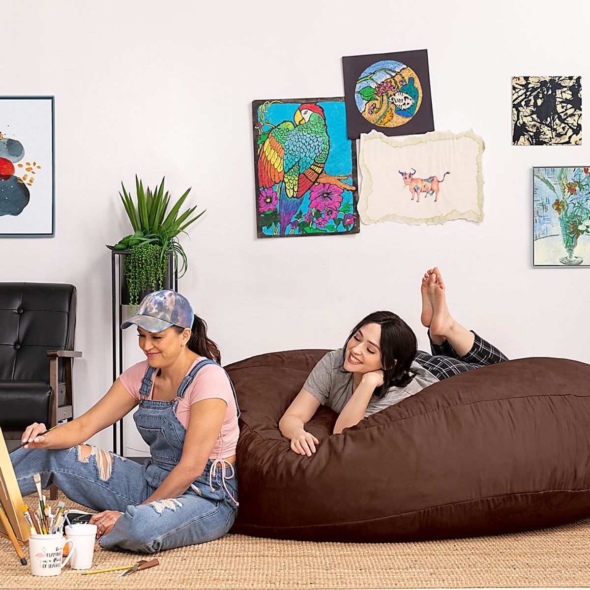 Lazy Dayz Brown Polyester Fabric Bean Bag | Rooms to Go