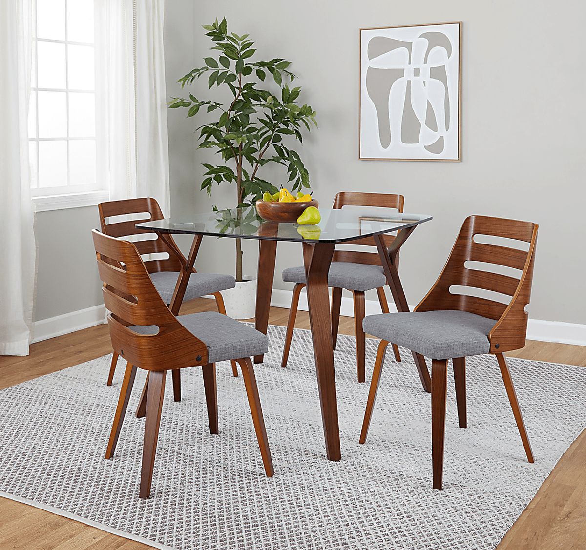 Leaway II Walnut Dark Wood Gray Side Chair, Set Of 2 | Rooms to Go