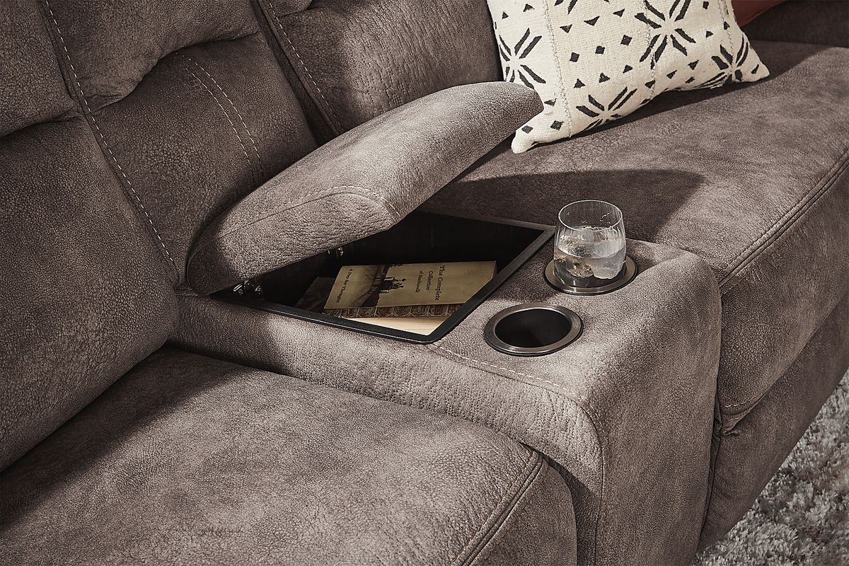 Leighton Brown Microfiber 7 Pc Dual Power Reclining Sectional | Rooms to Go