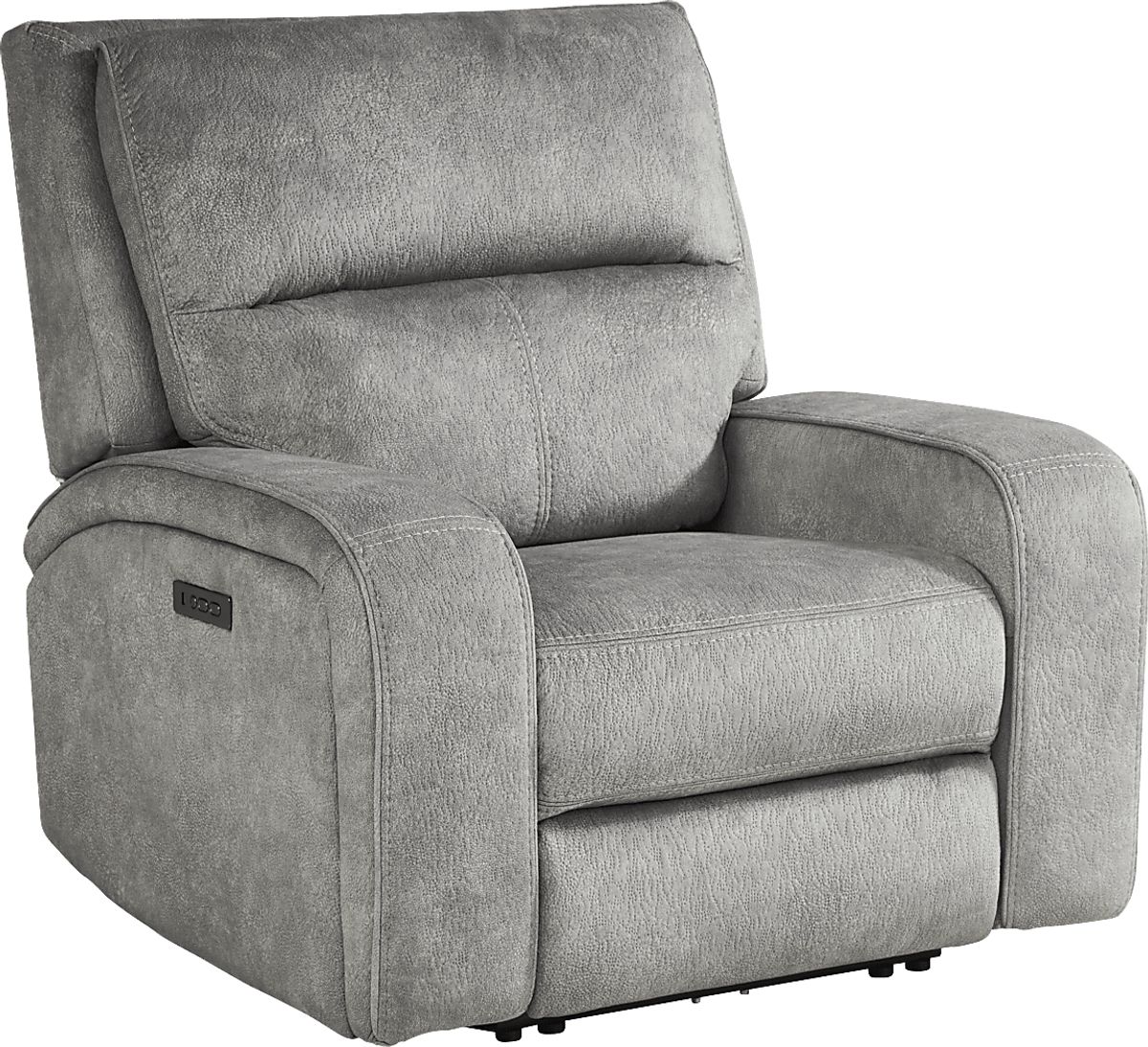Leighton Gray Polyester Fabric Dual Power Recliner | Rooms to Go