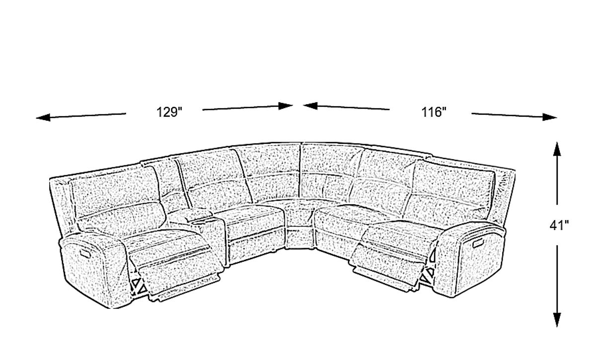 Leighton Gray Microfiber 6 Pc Dual Power Reclining Sectional | Rooms to Go