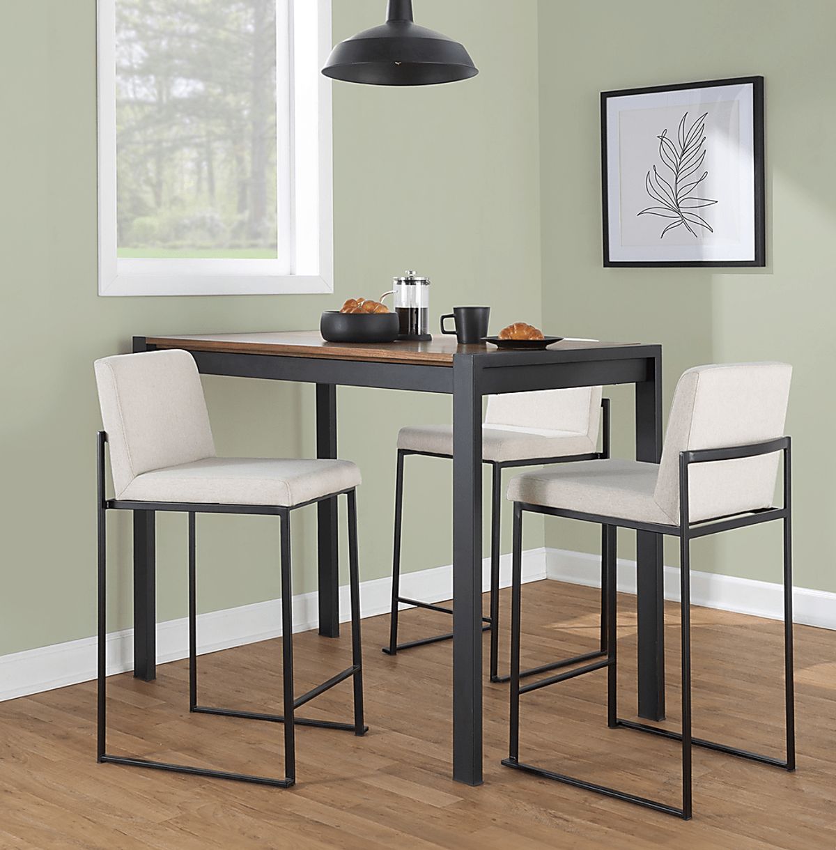 Leserna III Black Black,Colors Beige Polyester Fabric Counter Height ...