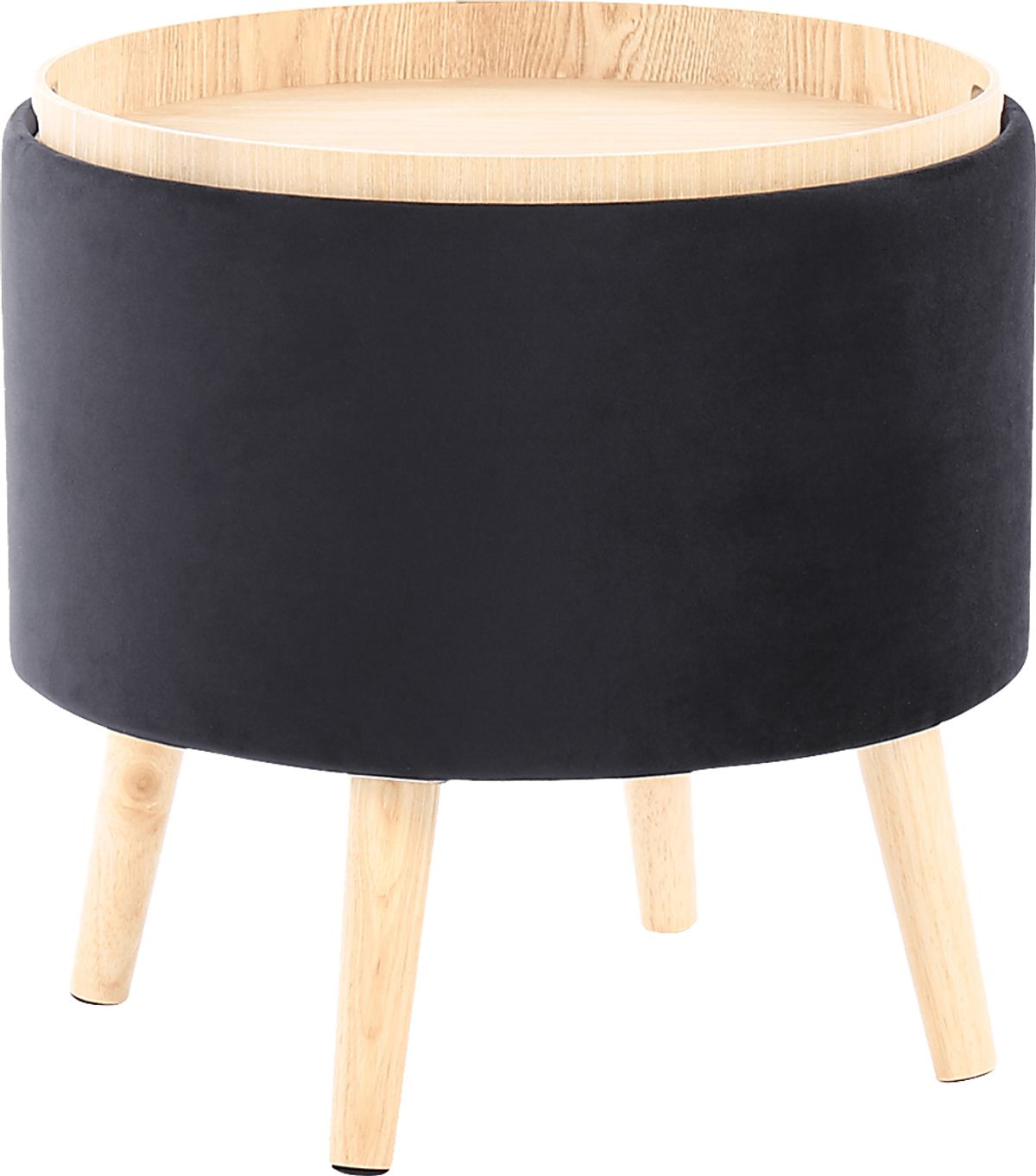 Leverde Black Velvet Plush Ottoman, Set Of 2 | Rooms to Go