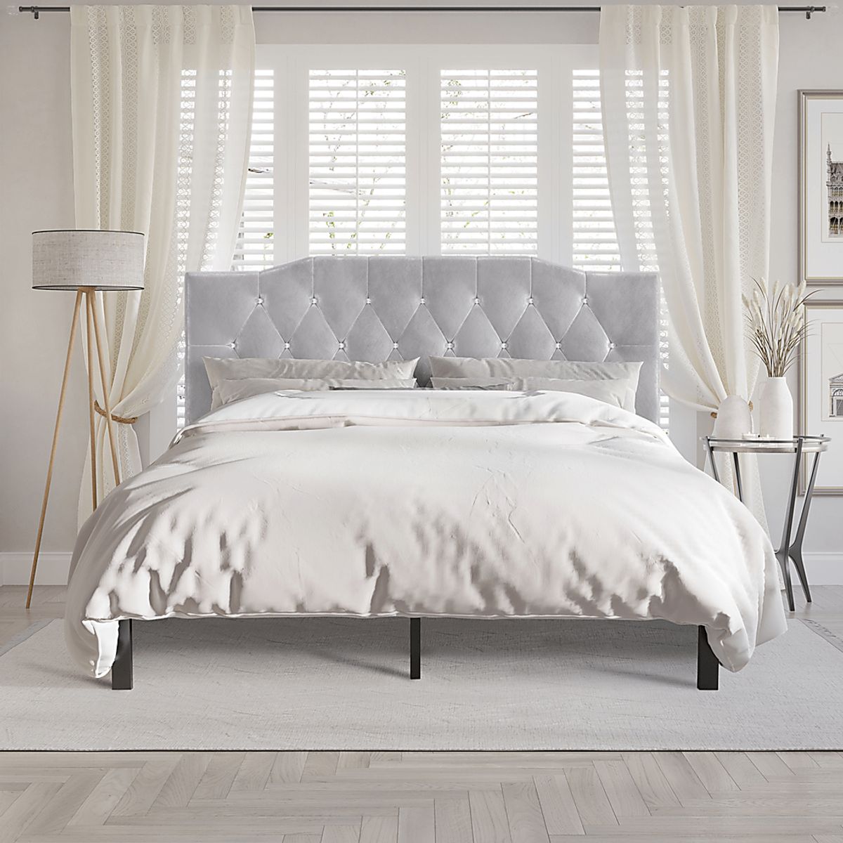 Leveson Light Gray Polyester Fabric King Bed | Rooms to Go