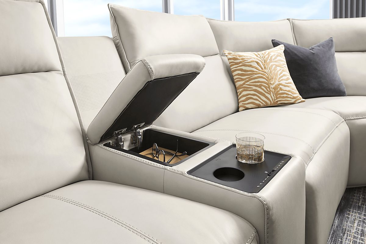 Modulartwo Light Gray Leather 8 Pc Dual Power Reclining Modular | Rooms ...