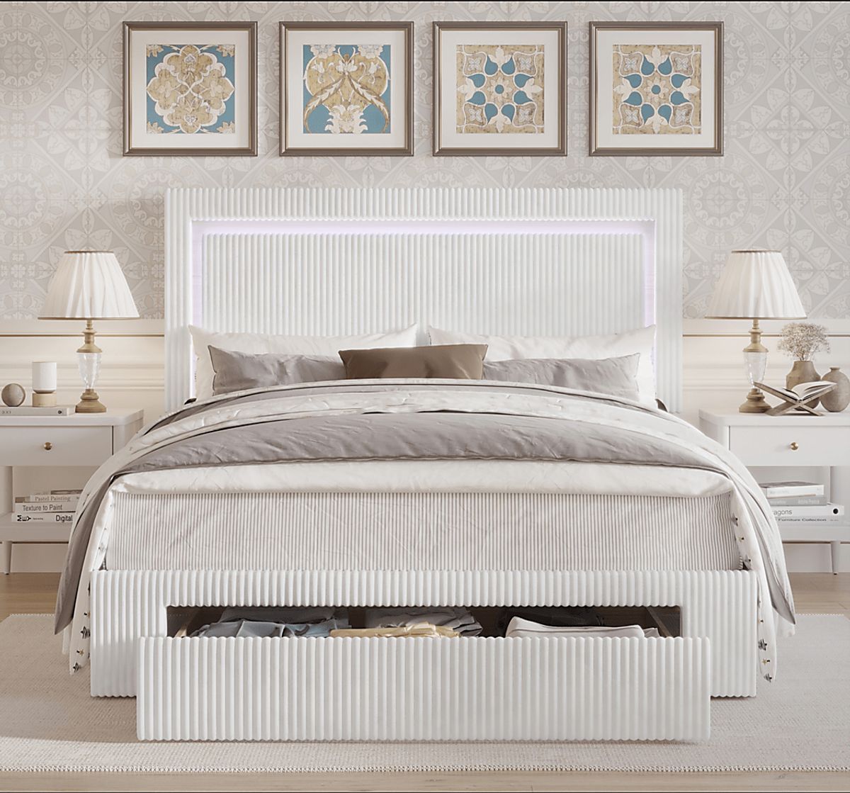 Ligon White Colors,White Polyester Fabric Twin Bed | Rooms to Go