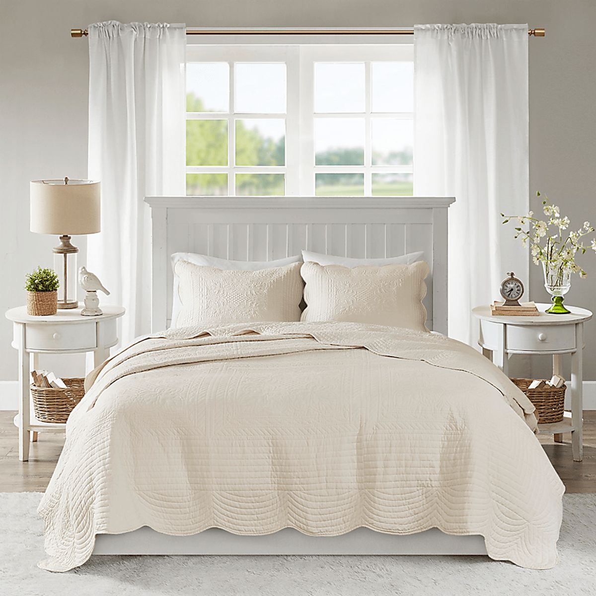 Ligustrum Cream Beige Microfiber,Polyester Fabric,Microfiber 3 Pc Full ...