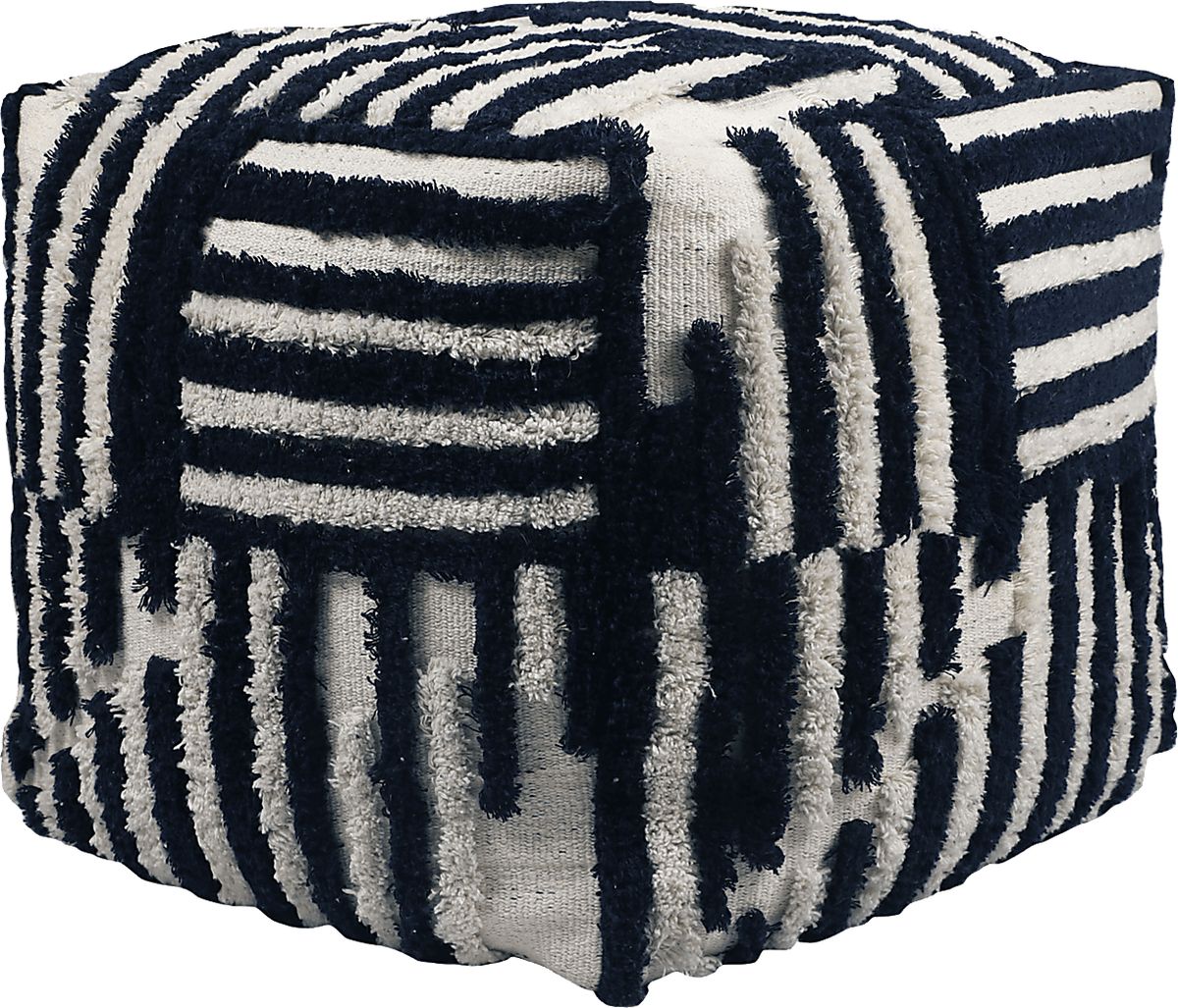 Lilanie Navy,White Blue,White Cotton Fabric Poufs | Rooms to Go