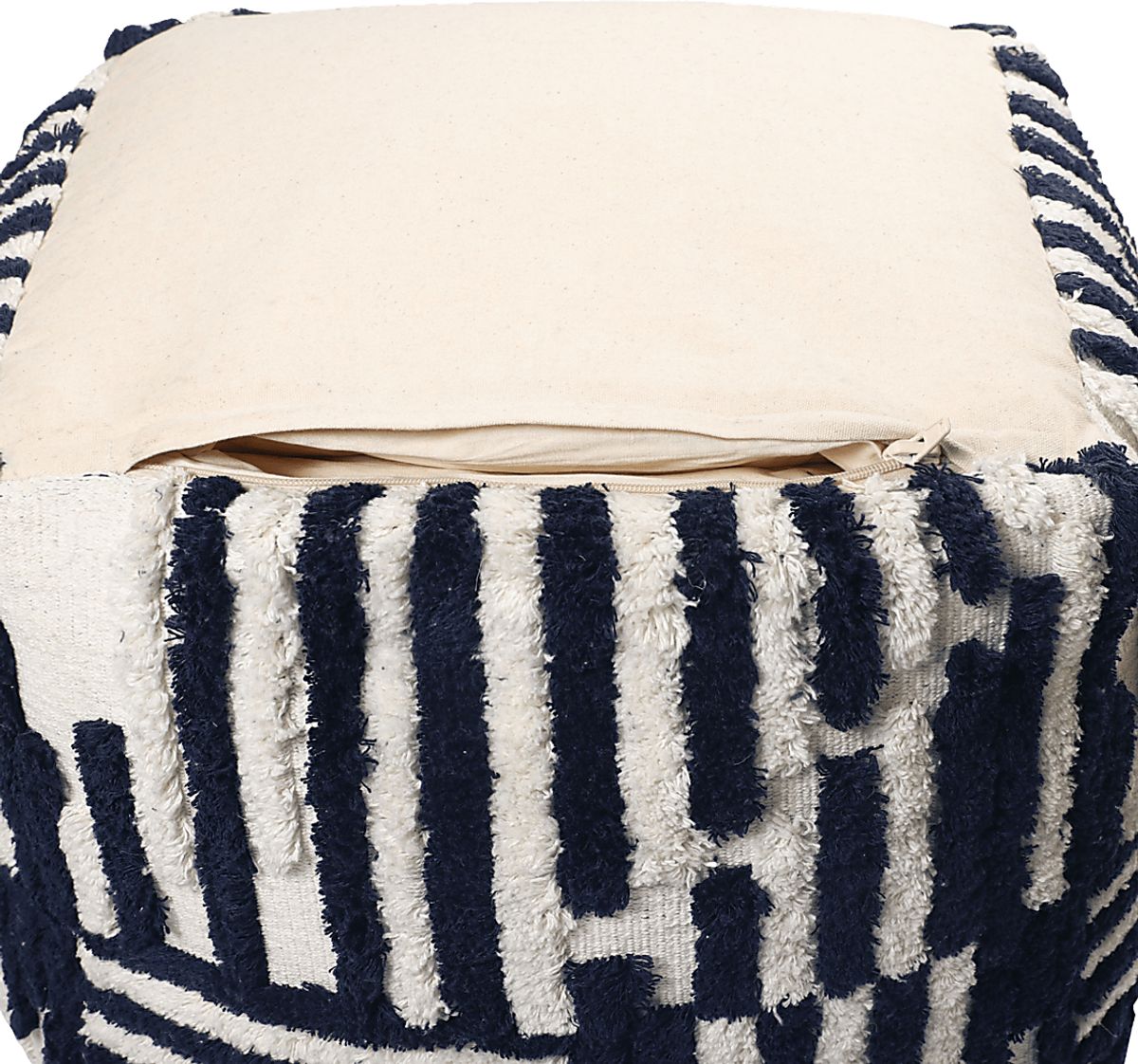 Lilanie Navy,White Blue,White Cotton Fabric Poufs | Rooms to Go