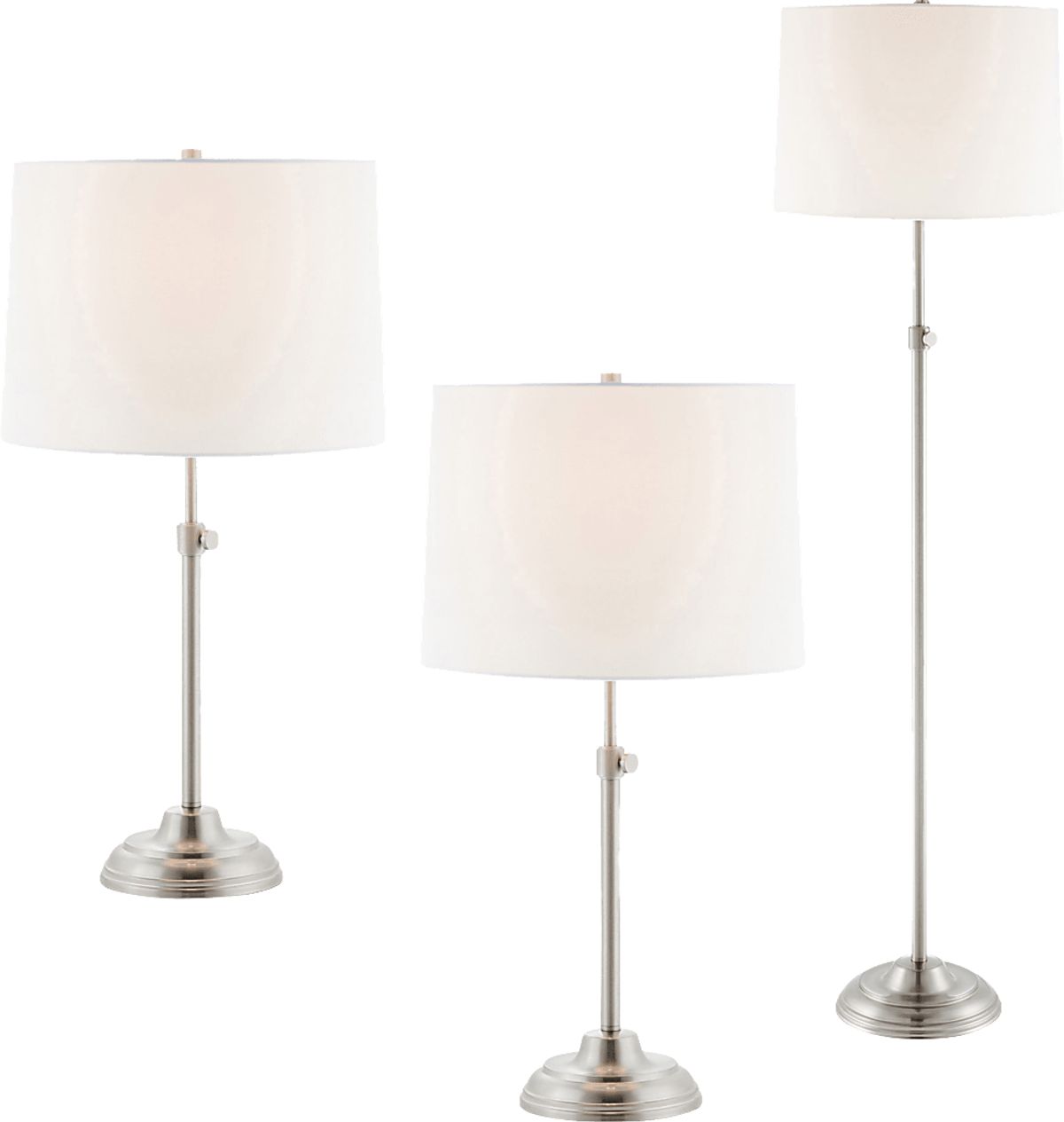 Linder Trail 3 Pc Nickel Gray Set Of Lamps | Rooms to Go