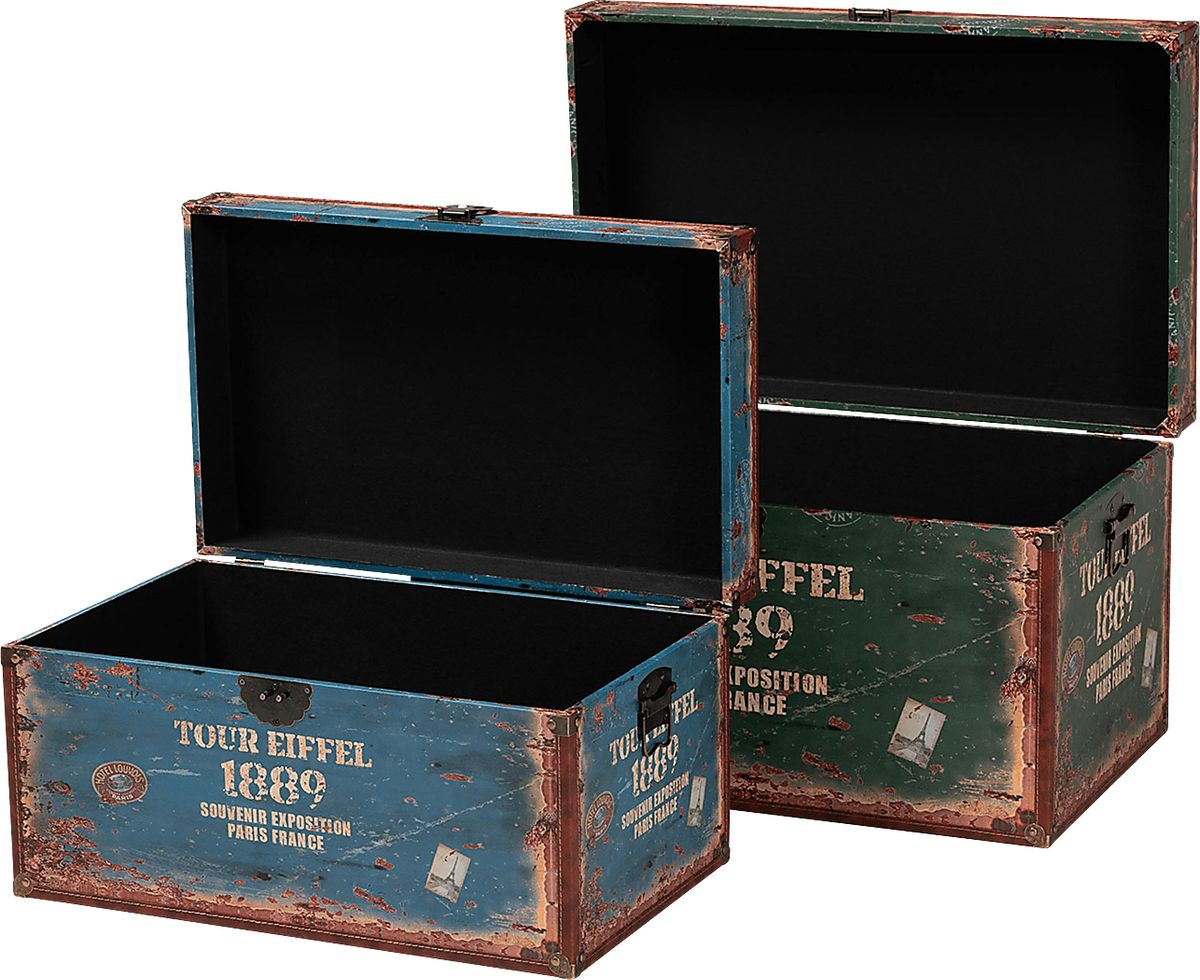 Linkville Blue,Green Storage Trunk, Set Of 2 | Rooms to Go