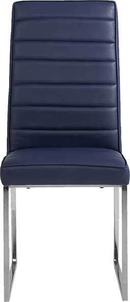 Linton Park 5 Pc Chrome Metal Midnight Blue Dining Room Set With Round ...