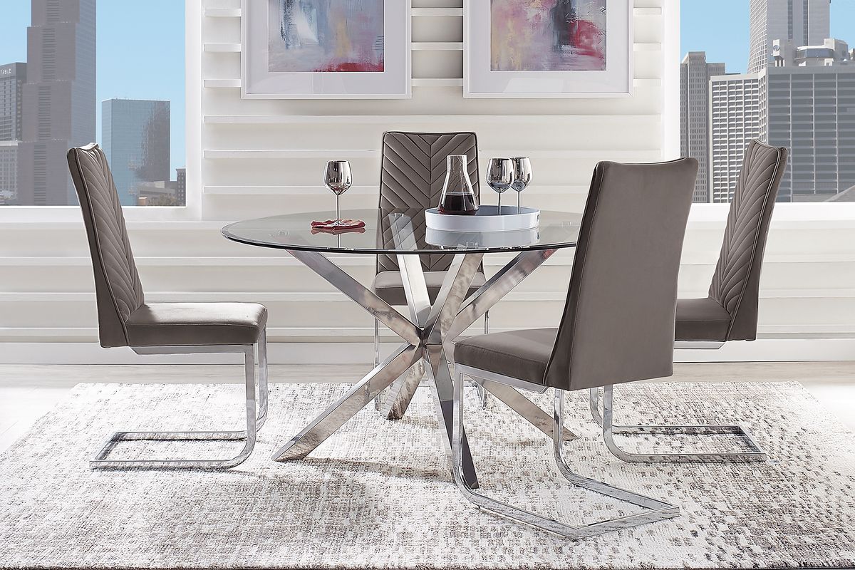 Linton Park 5 Pc Chromesilver Graymetal Charcoal Blackgray Dining