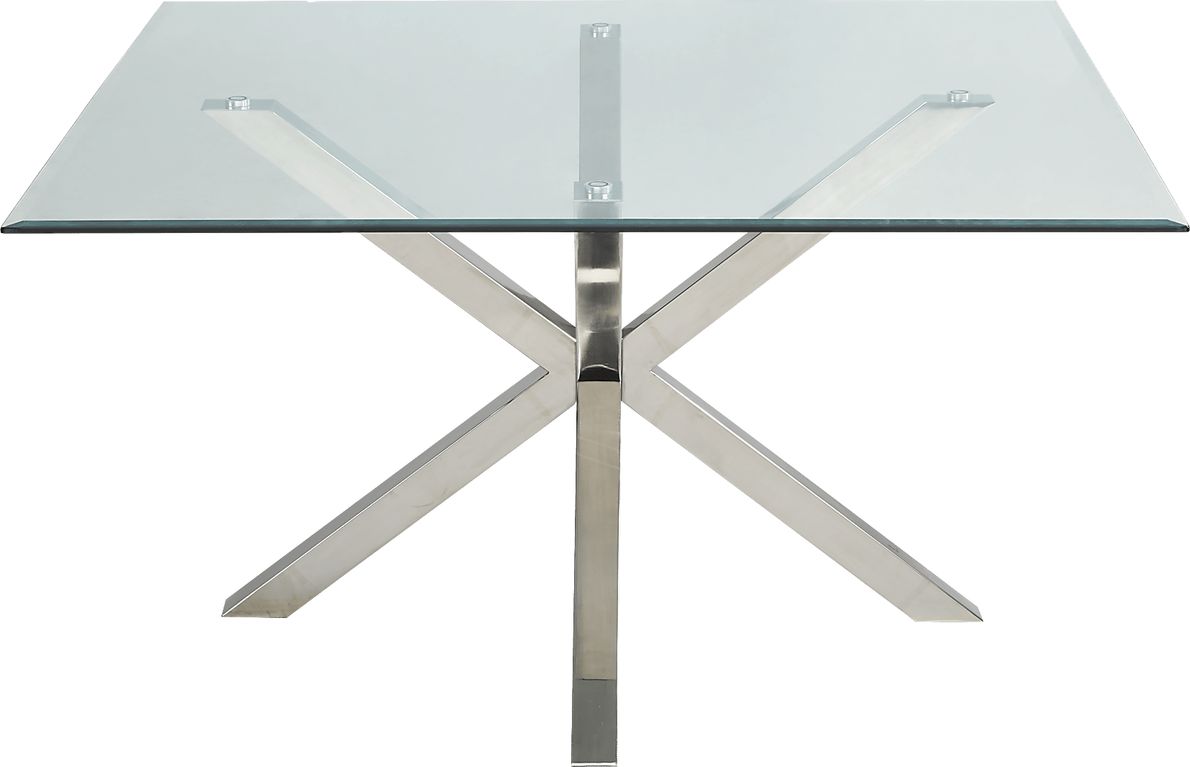 Linton Park Chrome Metal Silver Gray Square Dining Table - Rooms To Go