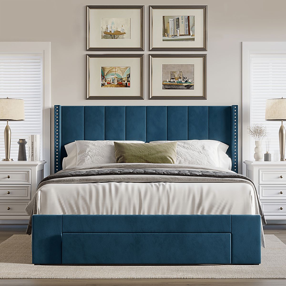 Lischey Blue Colors Polyester Fabric Queen Bed | Rooms to Go