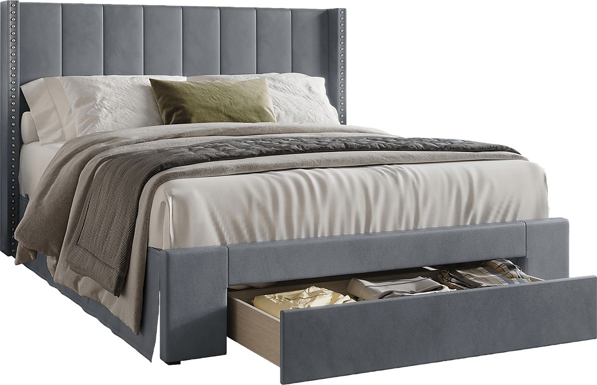 Lischey Gray Polyester Fabric Full Bed - Rooms To Go