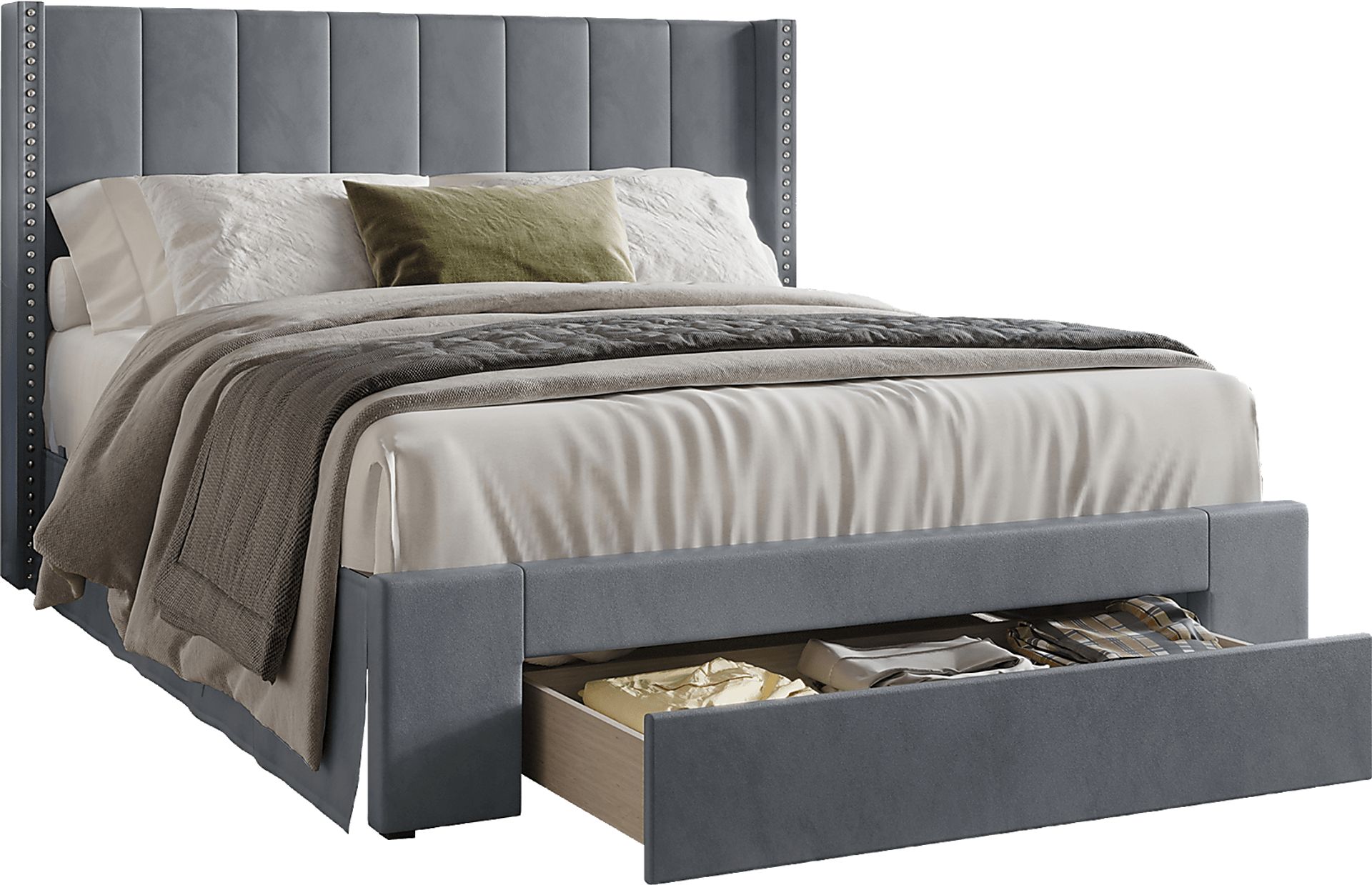 Lischey Gray Polyester Fabric Queen Bed | Rooms to Go