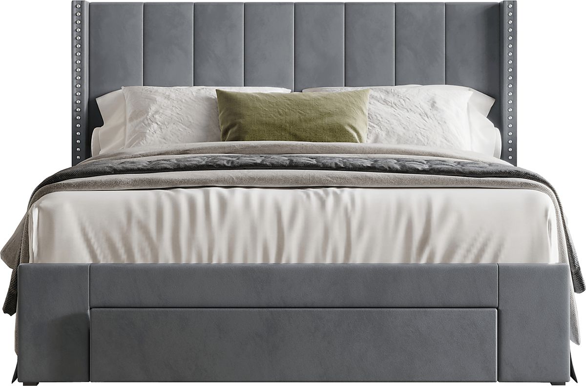Lischey Dark Gray,Gray Gray Polyester Fabric Twin Bed | Rooms to Go