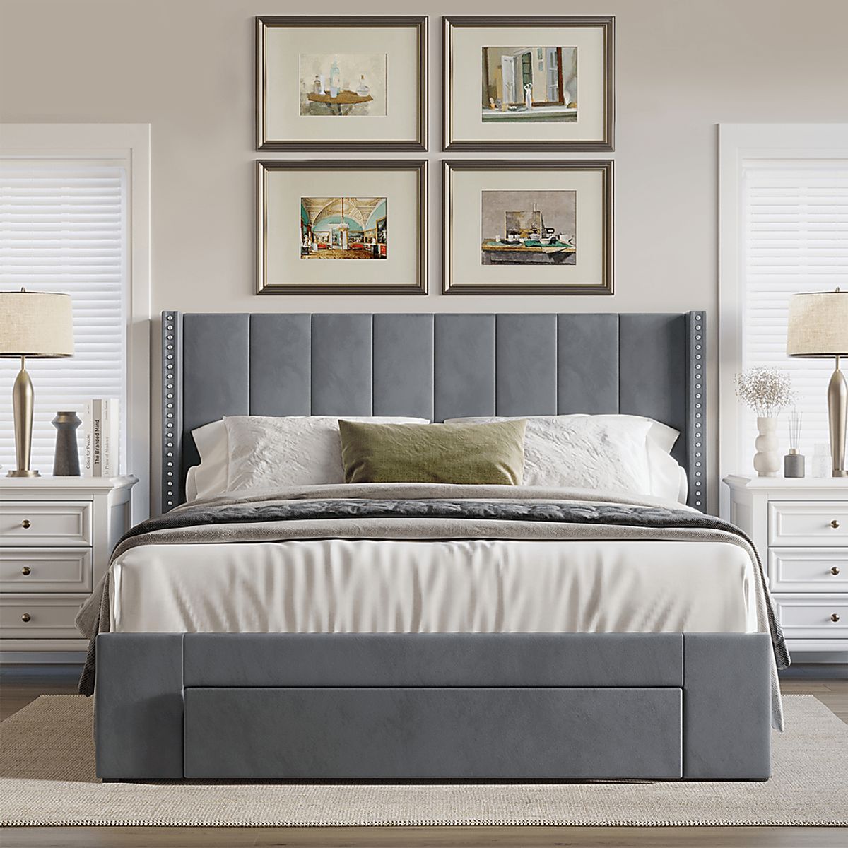 Lischey Dark Gray,Gray Gray Polyester Fabric Twin Bed | Rooms to Go