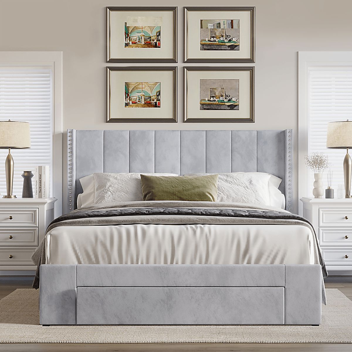 Lischey Gray Polyester Fabric Full Bed | Rooms to Go