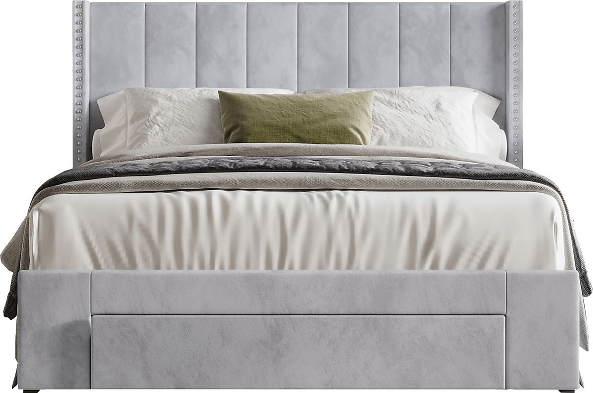 Lischey Gray Polyester Fabric King Bed | Rooms to Go