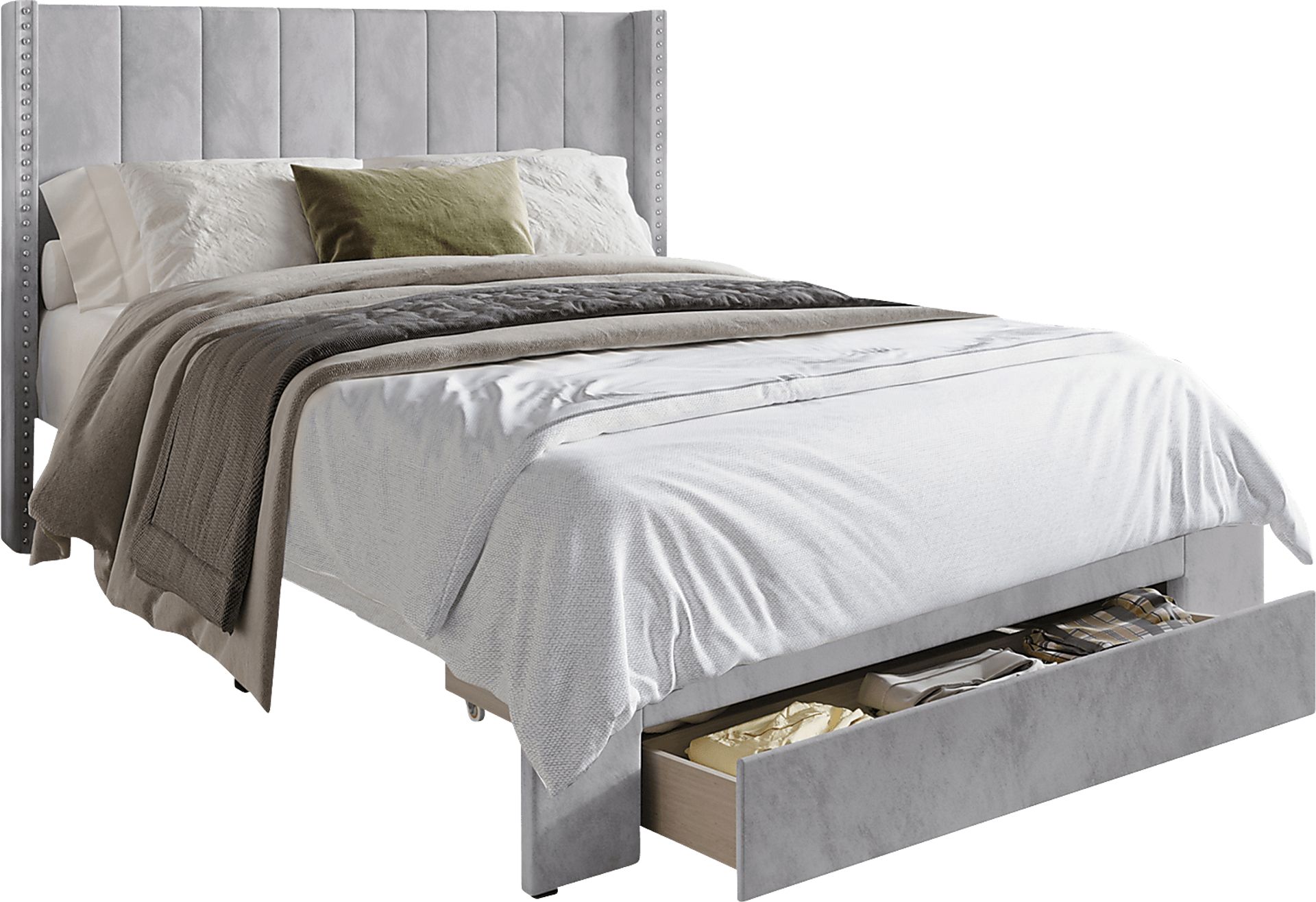 Lischey Gray Polyester Fabric Queen Bed | Rooms to Go