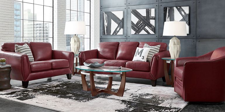 Red Leather Living Room Sets (sofa, recliner & furniture)