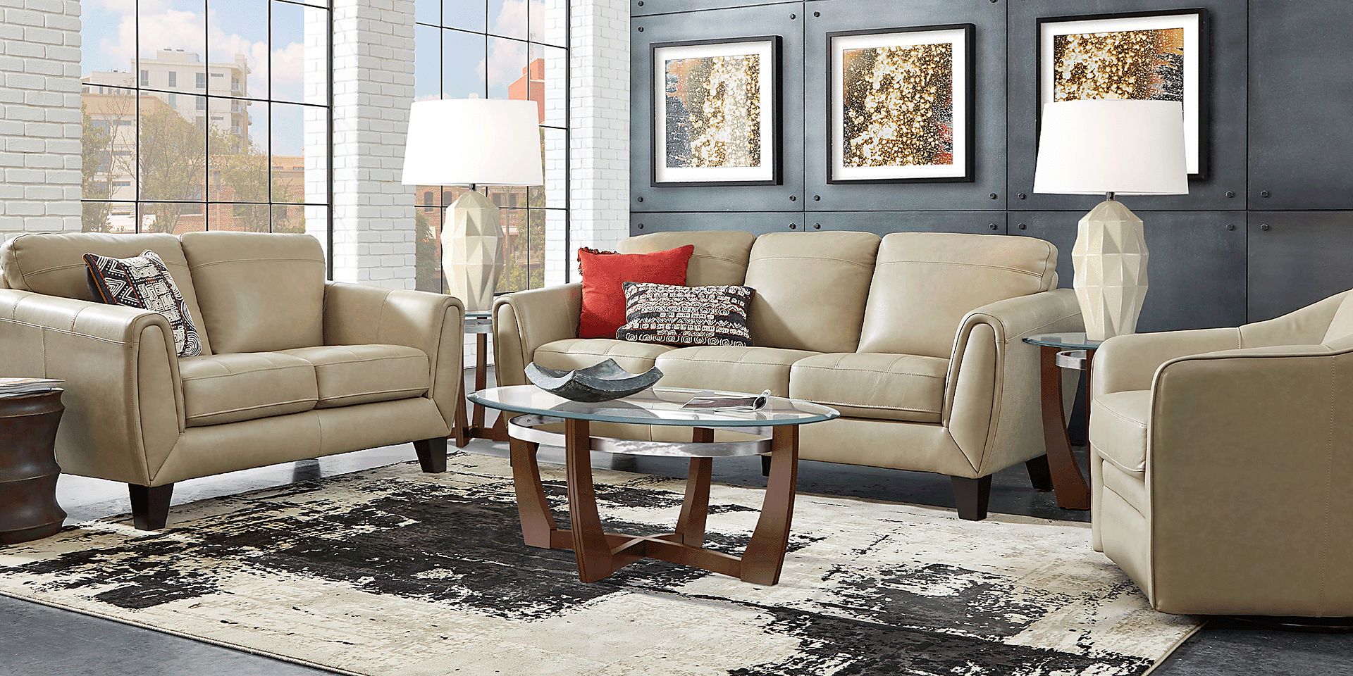 Livorno Lane Stone Beige Leather,Polyurethane Sofa | Rooms to Go