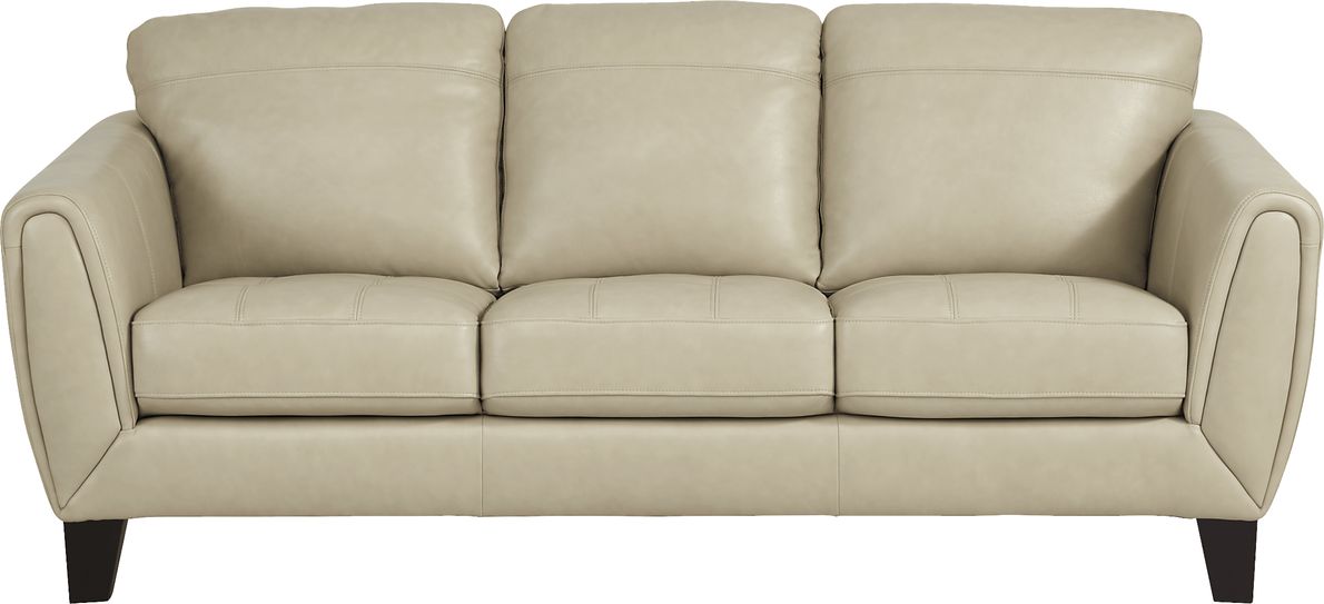 Livorno Lane Stone Beige Leather Sofa - Rooms To Go